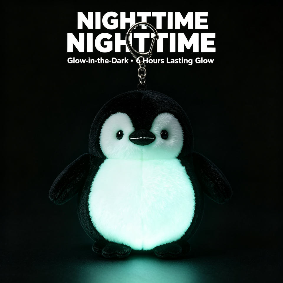Eco Fluorescent-Free Luminous Penguin Plush Keyring Safe Mini Stuffed ...