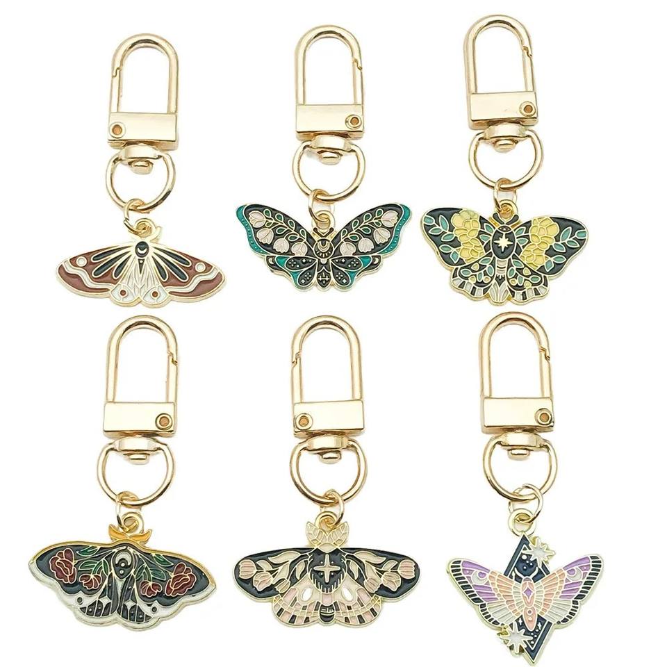 Mother's Day Gift Pink Iris Keyrings Oil Dripping Keychains Insect ...
