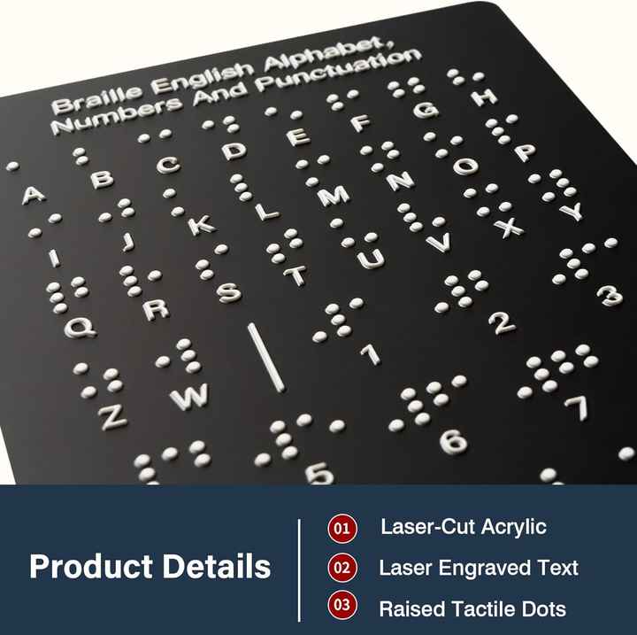 Braille Alphabet Board,Braille Alphabet with Raised Dots, Braille Learning for Beginners ...
