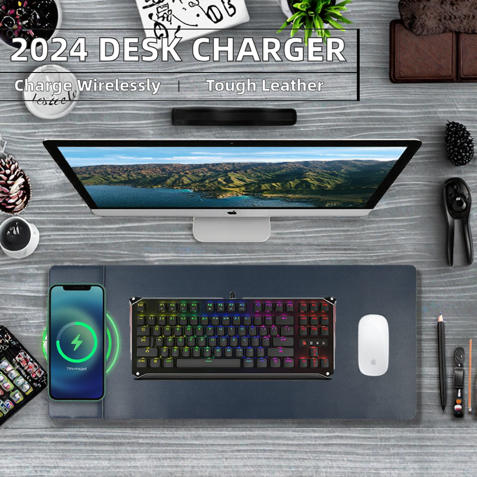 2026 New Large Custom Logo Wireless Charging Desktop Gaming Mat Factory ...