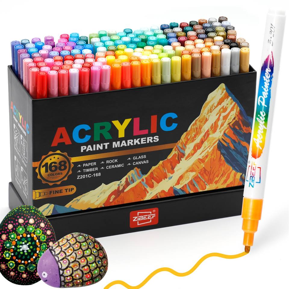 Water Based Paint Markers Pens Stone 48 Colors Waterproof Fine Tips ...