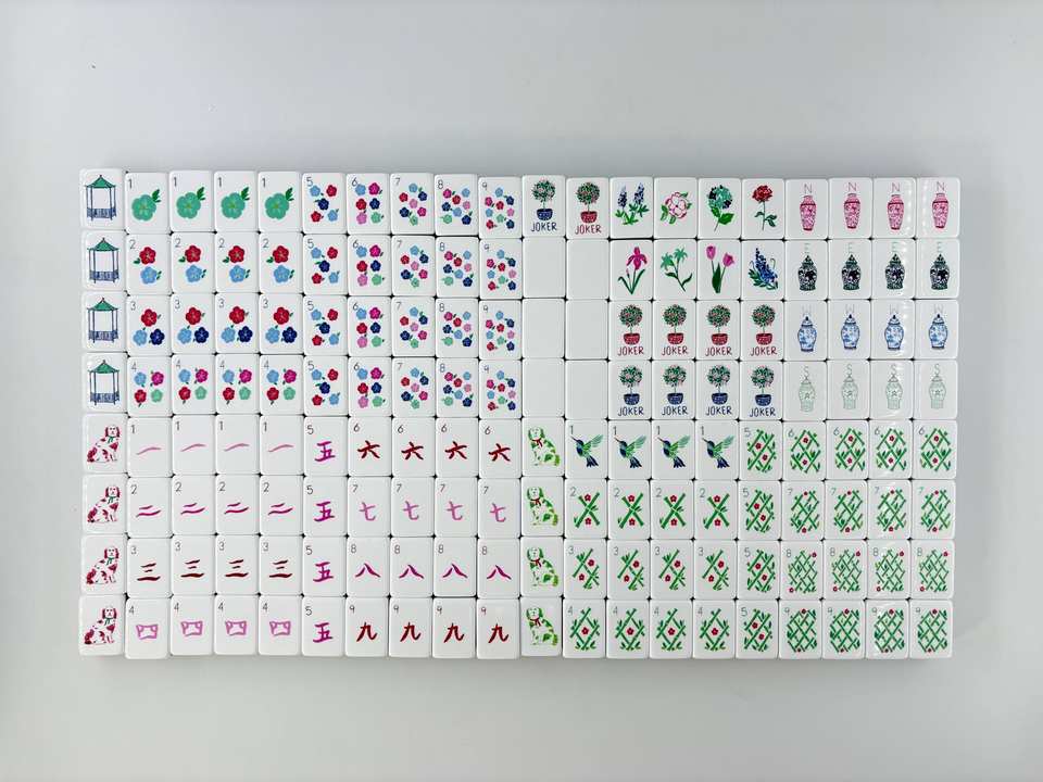 160-Tile 4-Layer Engraved American Mahjong Set, Magenta/Green Boutique ...