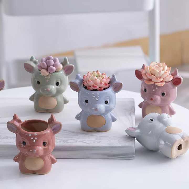 Simple Cute Cartoon Ceramic Succulent Flower Pot - Buy Small Cartoon ...