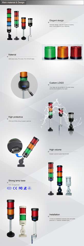 ONN-M4 signal tower light RYGBW Led lights with buzzer and customized ...