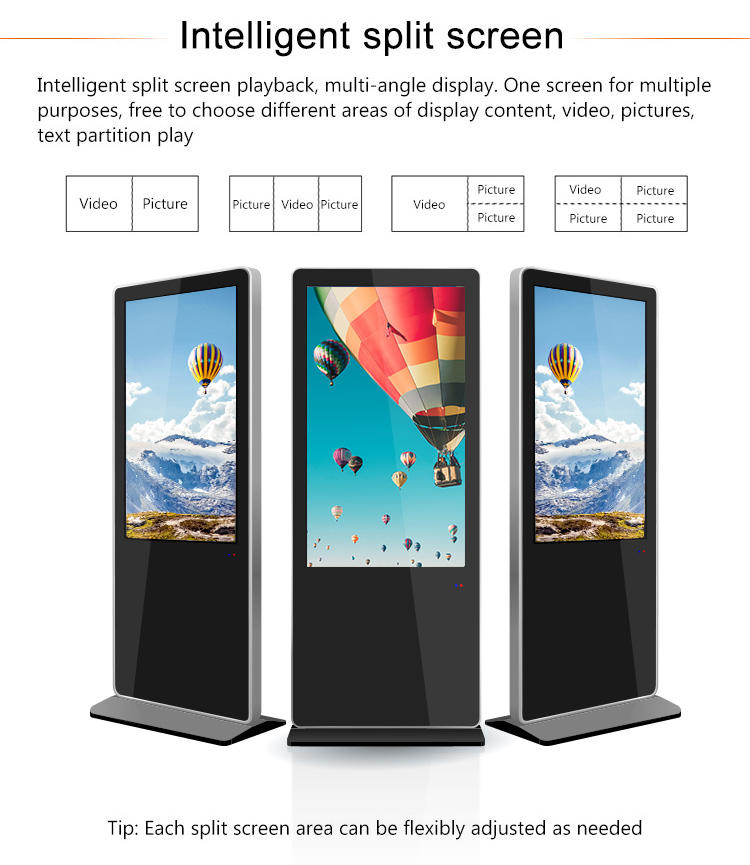 32/43/49/55 inch ultra-thin LCD indoor touch screen floor-standing advertising machine ...