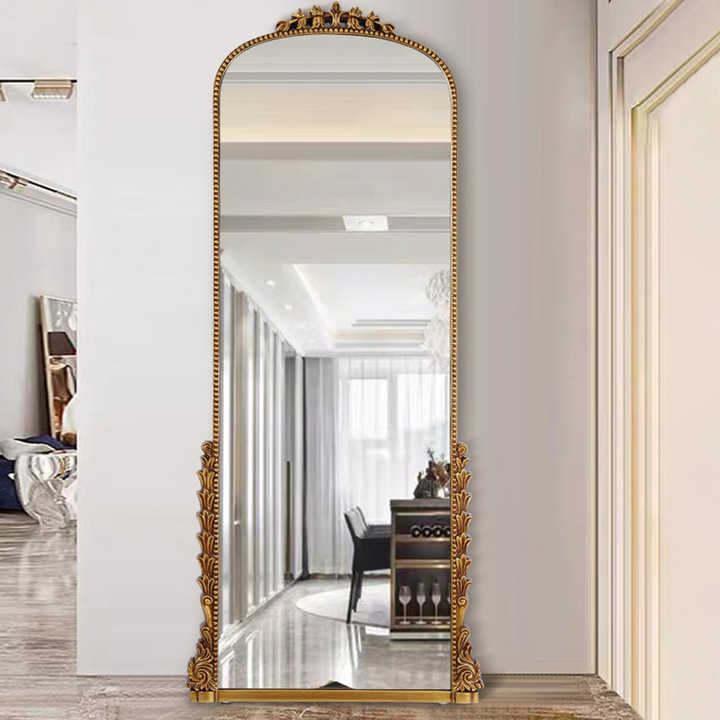 French PU Framed Mirrors - Elegant Full Length Gold Dressing Mirrors