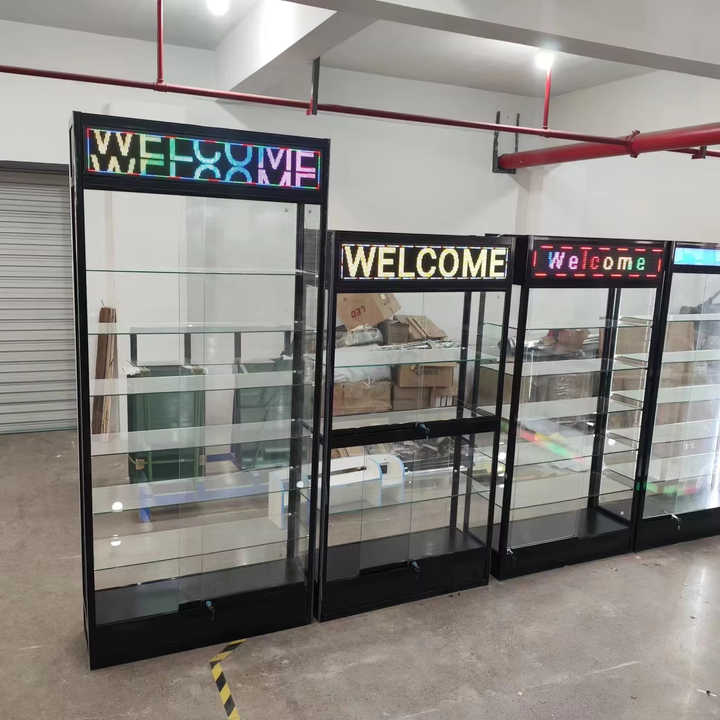 HiKUYA Custom Size RGB Light Glass Display Showcase New Design Glass ...