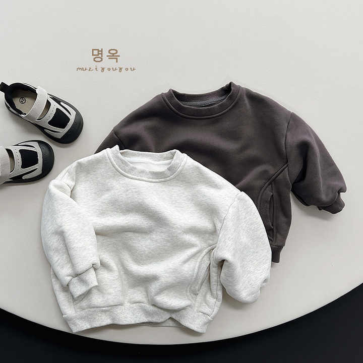 Ins Kids High Quality Fleece Plain Pullover Sweatshirt Toddler Baby Boy ...