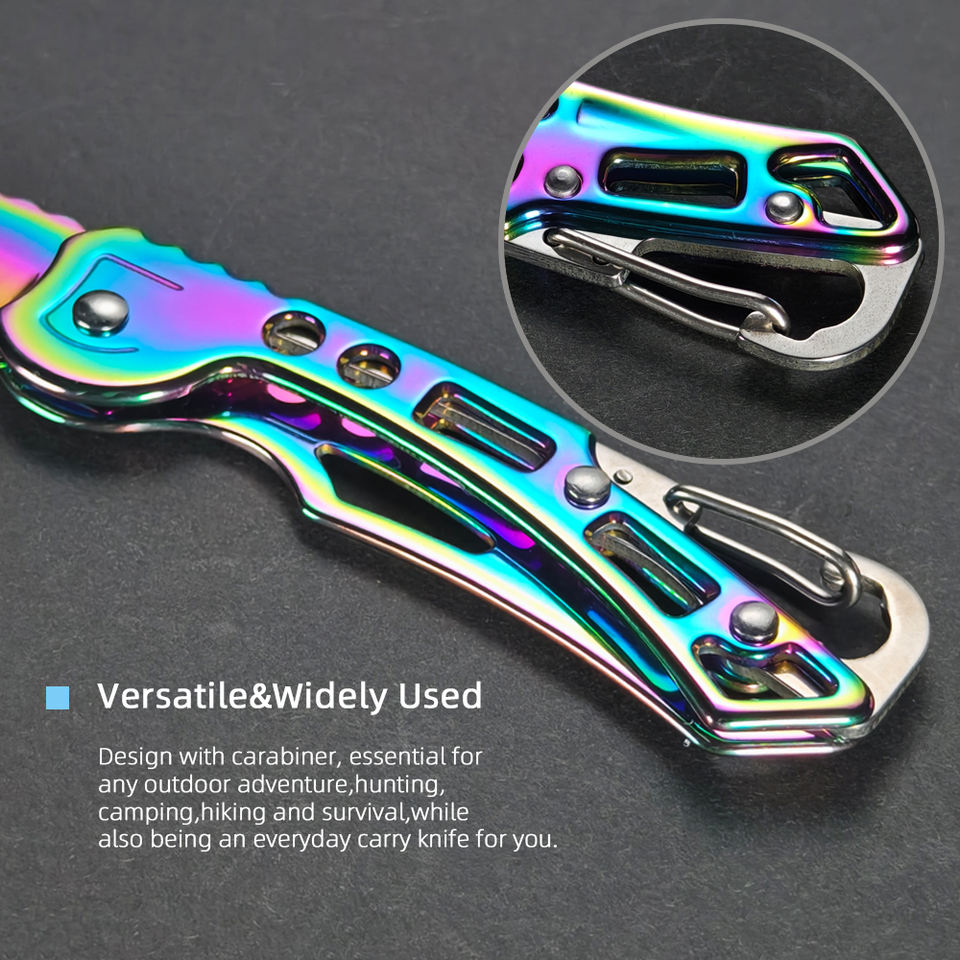2.5'' Rainbow Titanium-Coating Stainless Steel Pocket Knife