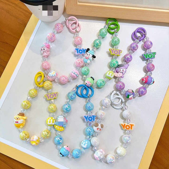 Promotional Cartoon Hand Drawn Beaded Keychains Fashion Cute Kulomi Dog ...