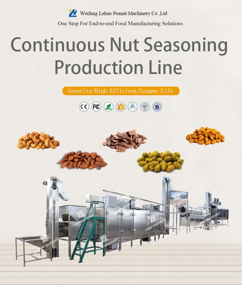 Automatic Continuous Peanut Roasting Seasoning Production Line Nut ...