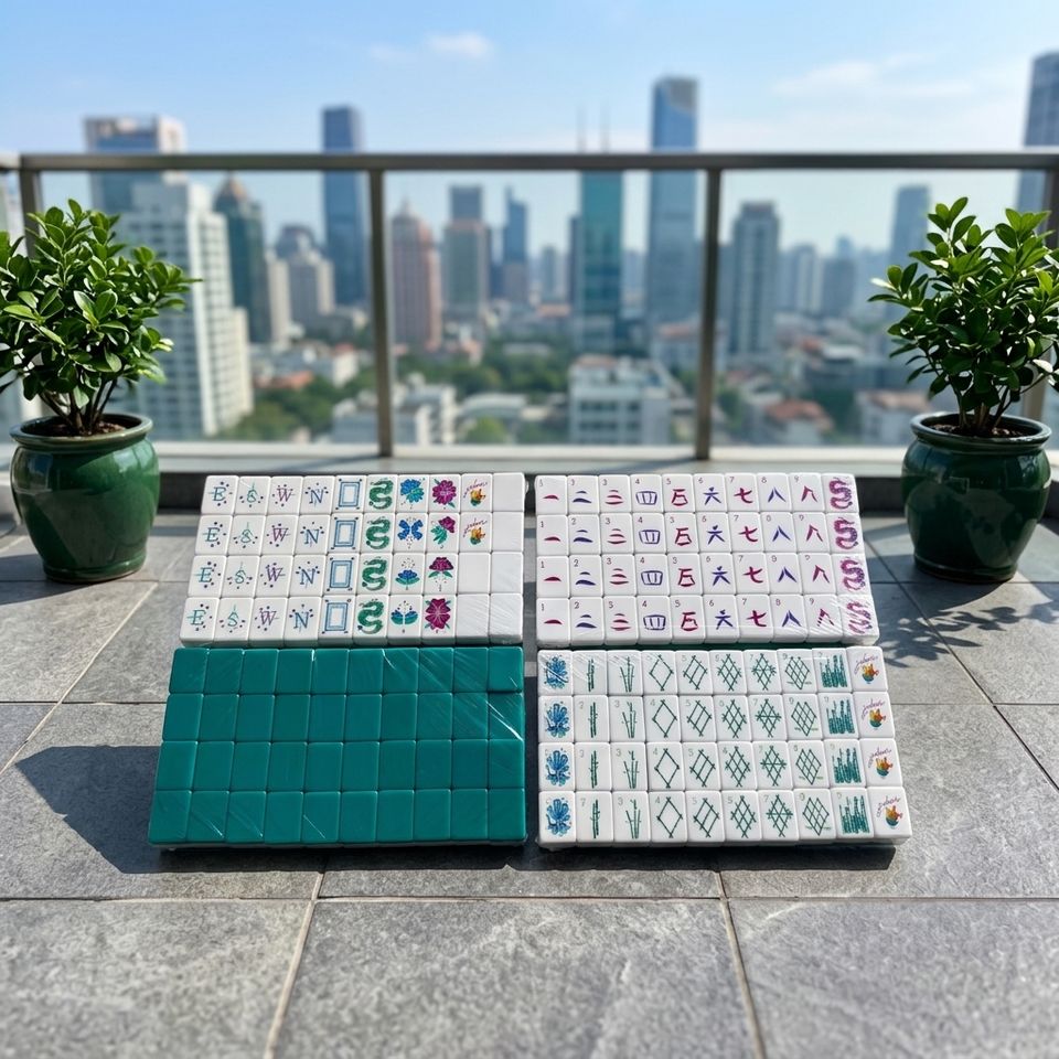 Modern Luxury Green Mahjong Tiles American 4-Layer Acrylic Portable for ...