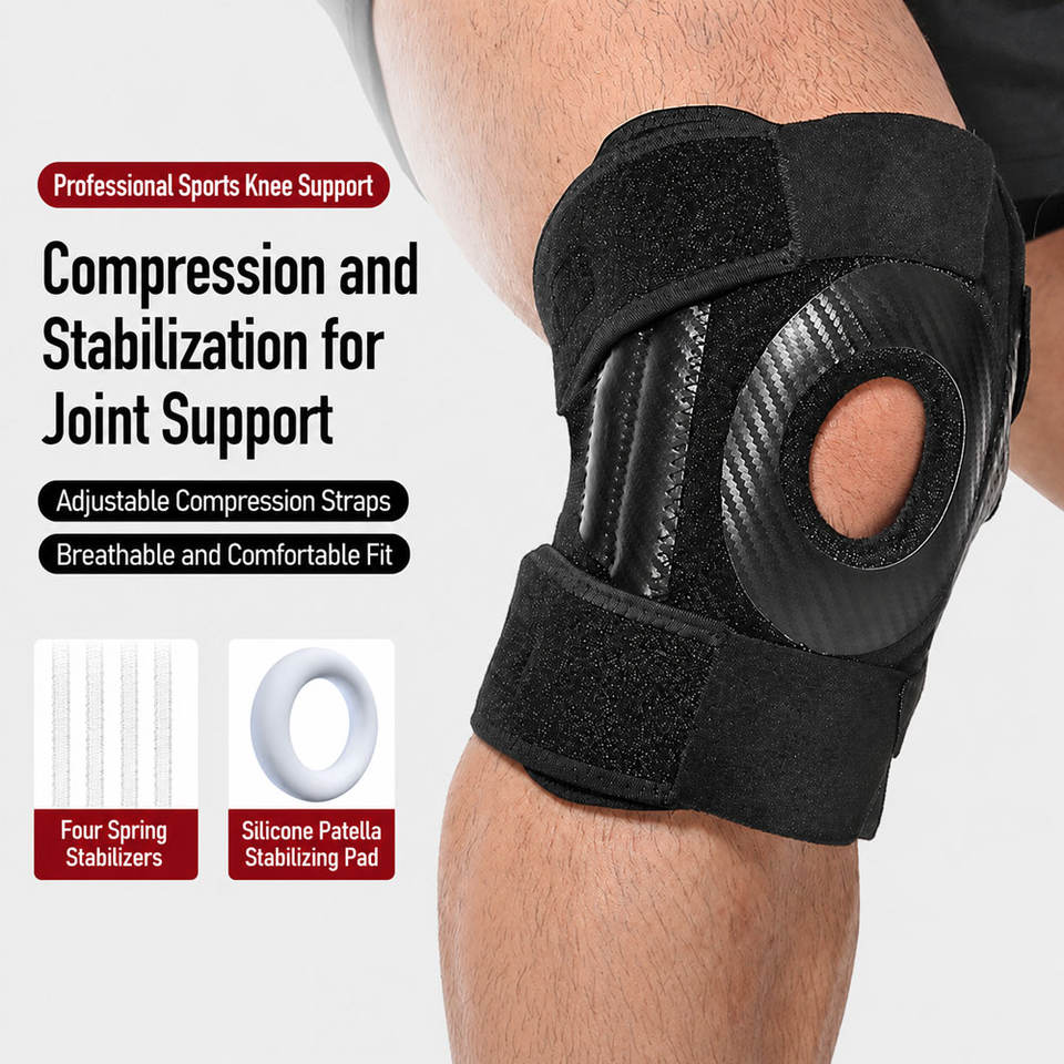 Open Patella Knee Support Brace Adjustable Compression Knee Protector ...