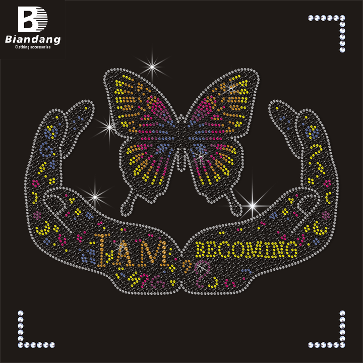 Favorite Peace Flower Butterfly Hot Fix Rhinestone Transfer Design ...