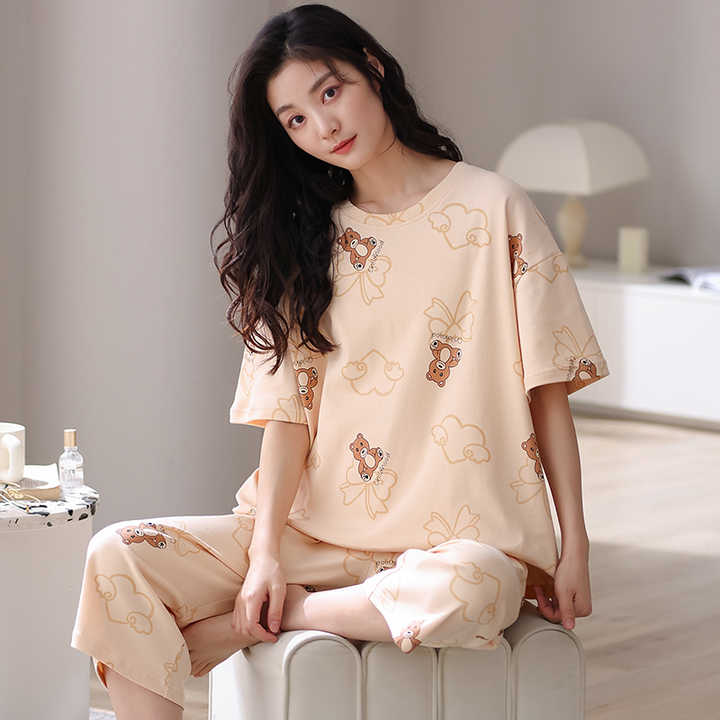 Top Supplier Cute Printed Pyjamas Plus Size Women's Sleepwear Summer ...