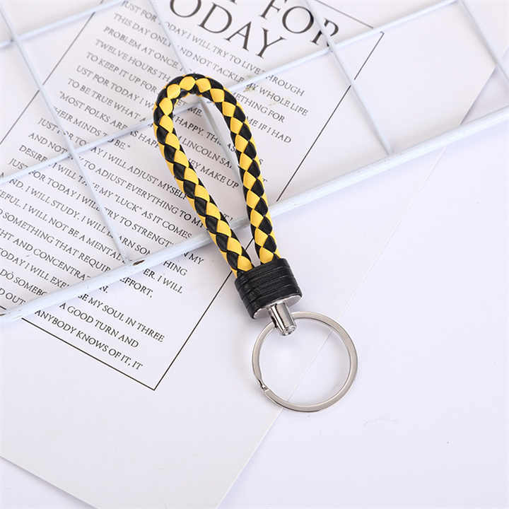Braided Rope Weave Car Braided Leather Keychain Handmade Colorful PU ...