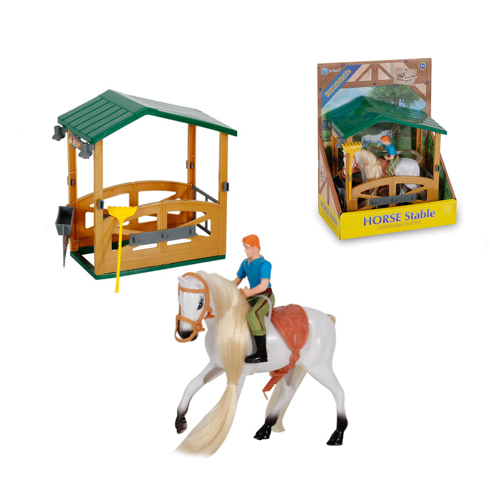 BEFLY Action Figure Toy and Horse Stable Set Plastic Farm Scenes ...