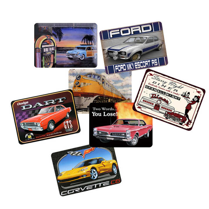 Vintage Automotive Tin Signs for Garage Wall Decor