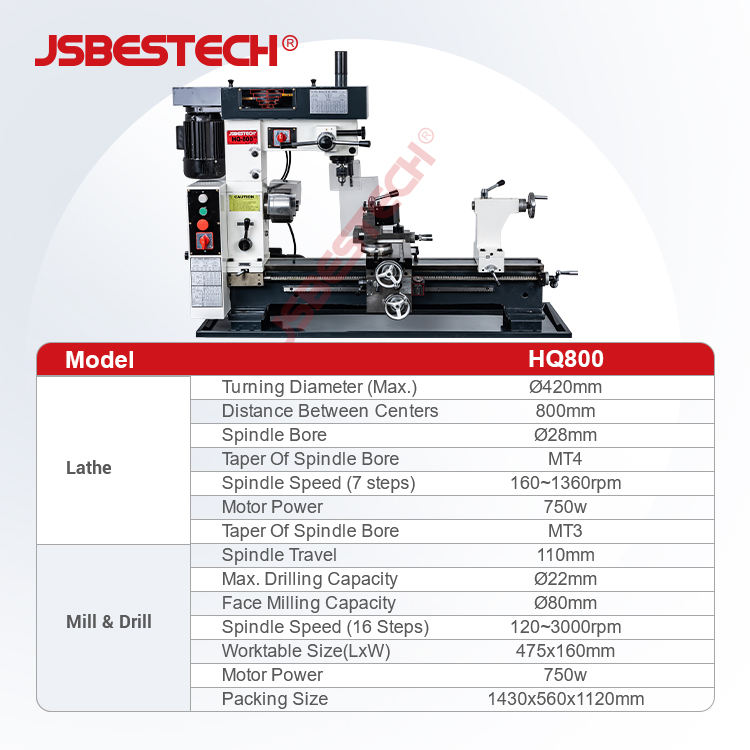 HQ800 Combination Lathe with Turning Drilling Milling Function/Multi ...