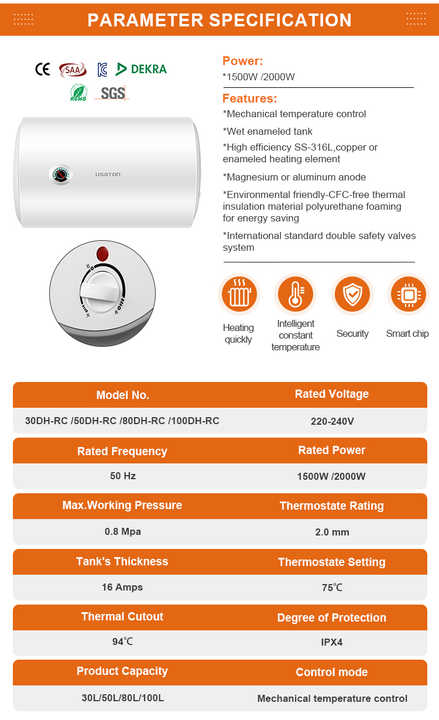 Good Quality 30-Litre Automatic Storage Water Heater Wall Mounted LED ...