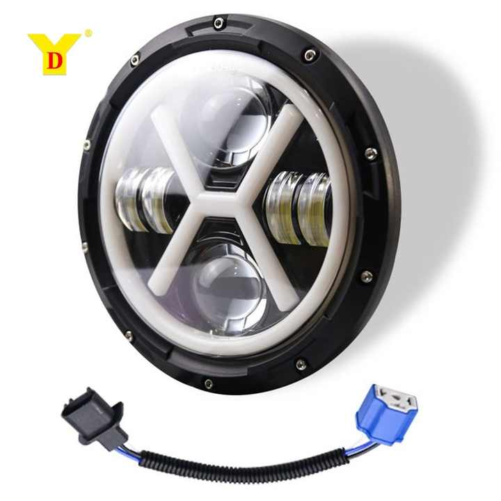 YD 7-Inch LED Round Car Headlights | Waterproof, Hi-Lo Beam, Angel Eyes ...