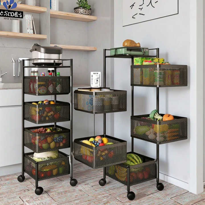4-tier Metal Storage Tower - Efficient Kitchen Organizer