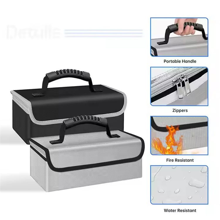 Large Fireproof Document Safety Isolation Bag Fiberglass Handle Bicycle ...