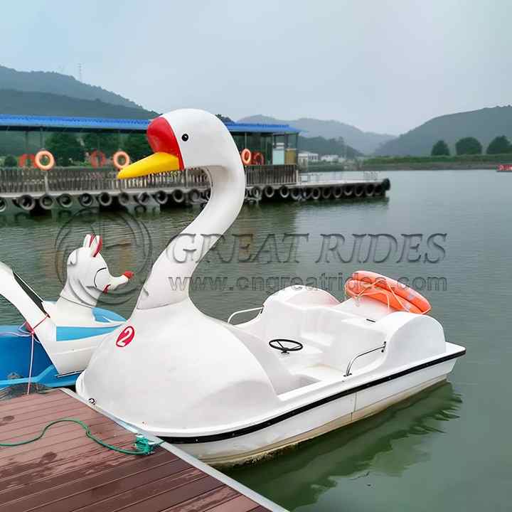 2-Person Fiberglass Swan Paddle Boat for Water Leisure