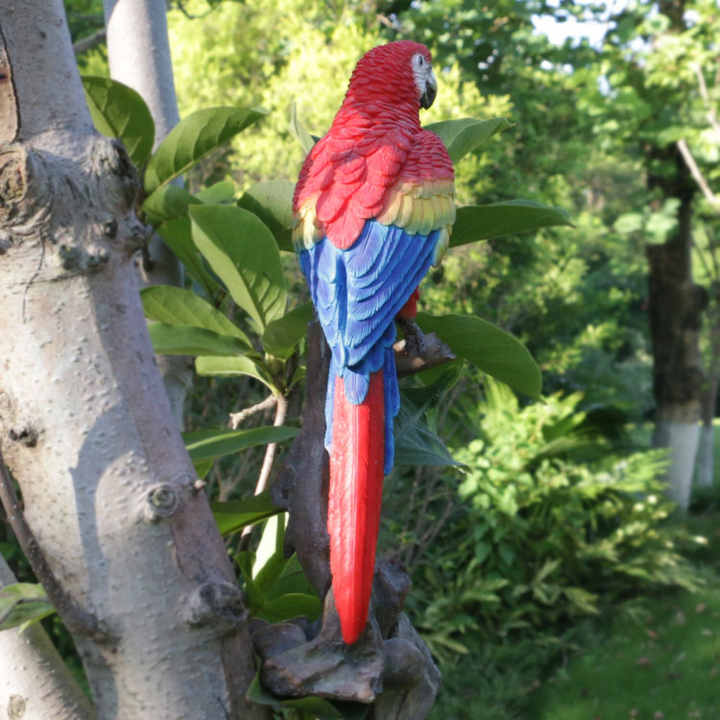 Animal Crafts Decorative Bird Resin Parrot Figurine, Animal Garden ...