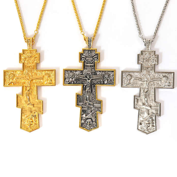 ZD062 18K Gold Priest Cross Necklace - Orthodox Pendant