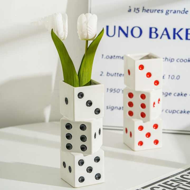 Lelyi Modern Ceramic Dice Vase Creative Flower Arrangement Decoration ...