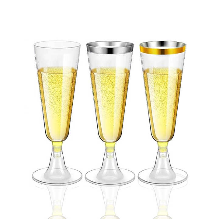 5oz Clear Plastic Champagne Flutes - Perfect for Toasting