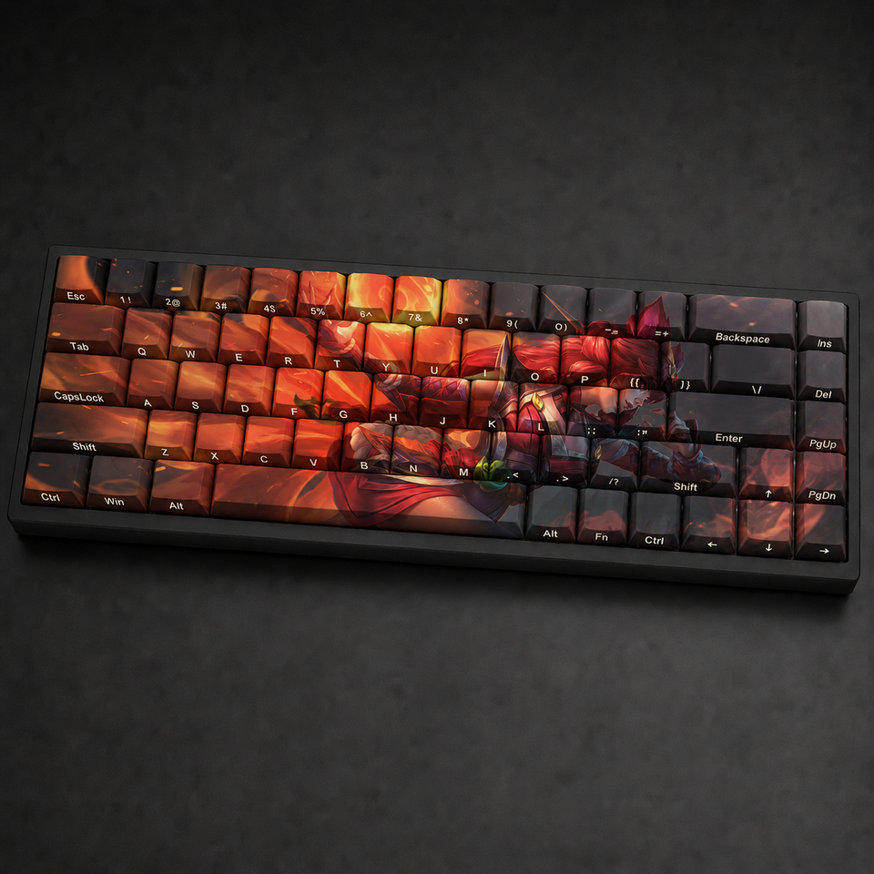 Custom LOL Foxfire Ahri 68 Key PBT Dye Sublimation Side Engraved ...