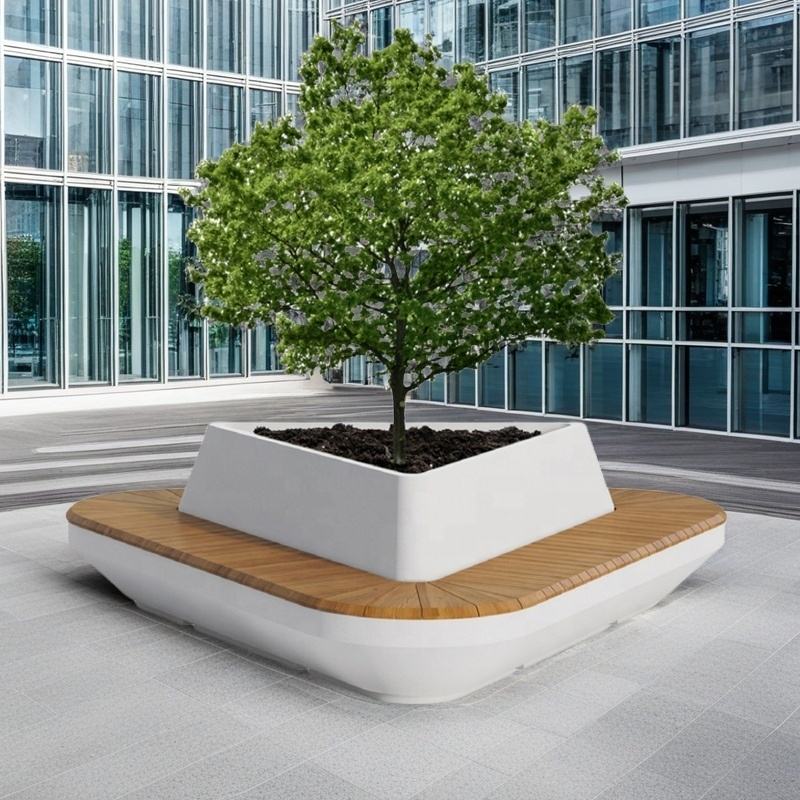 Durable GRC Cement Wooden Bench for Outdoor Public Parks and Entry ...