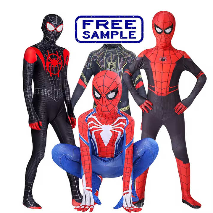 Free Sample Anime Cosplay Superhero Spider Man Clothes Jumpsuit Outfit ...