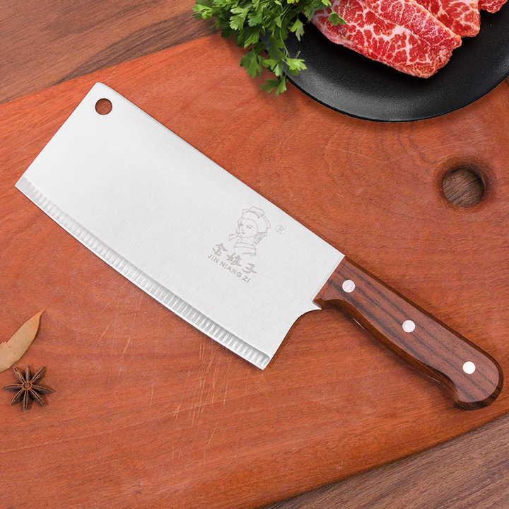 7'' Chinese Traditional Cleaver Rustic Design Wood Grain Handle for ...
