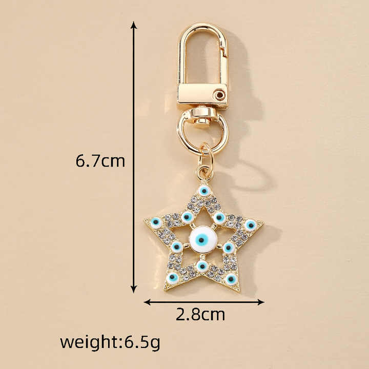 Blue Eyes Rhinestone Keychain Crystal Lucky Star Key Chains Turkey ...