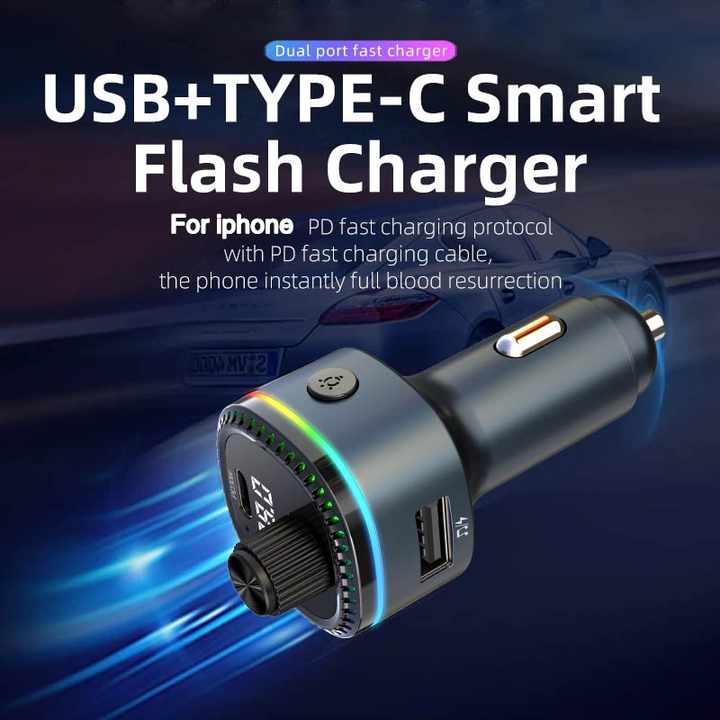 Hot RGB Light Dual Output Car Charger Hands-Free Wireless Calling PD30W ...