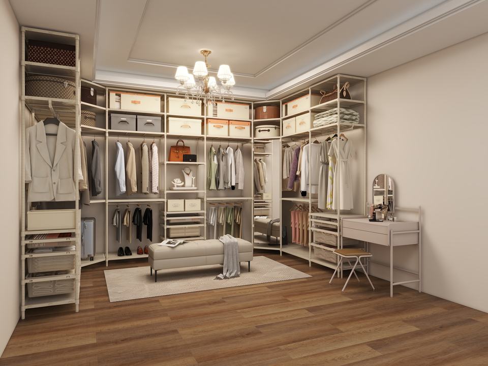Open-style Wardrobe, Bedroom Cloakroom, Assembled Shelves, Floor ...