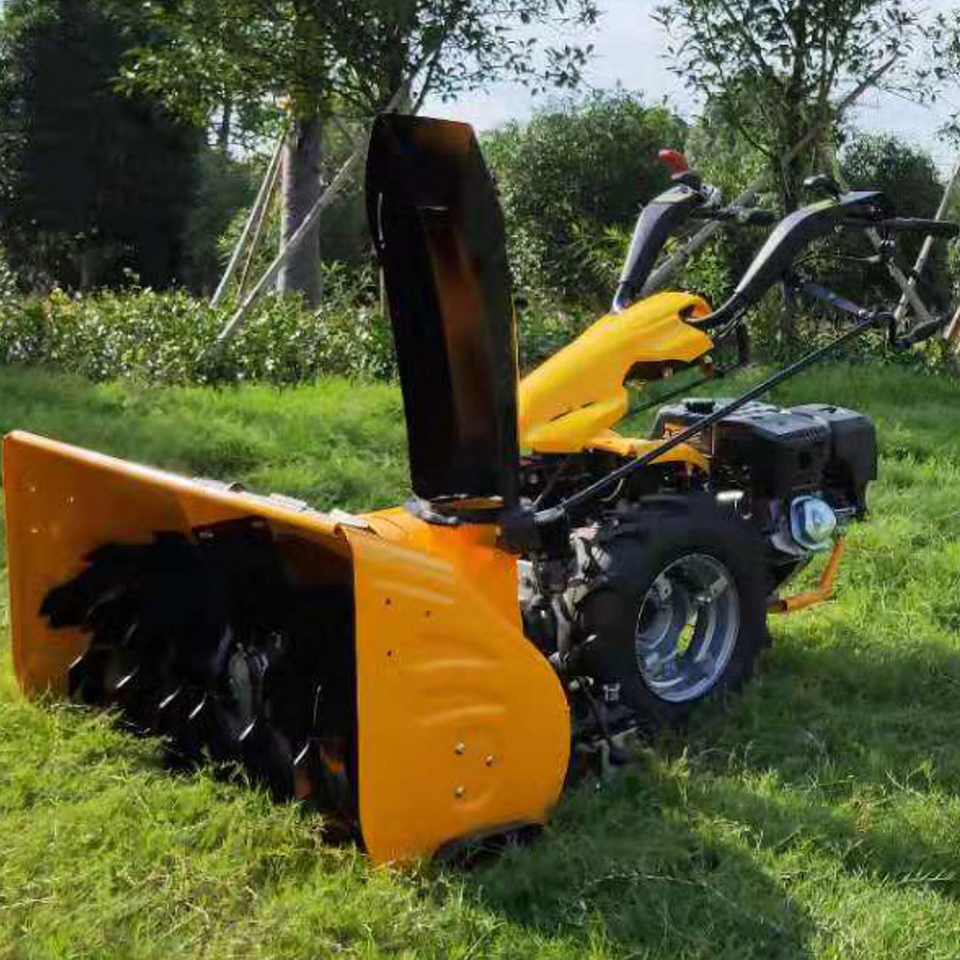 Small Walk Behind Snow Sweeper Tractor 15HP Household Snow Plow ...