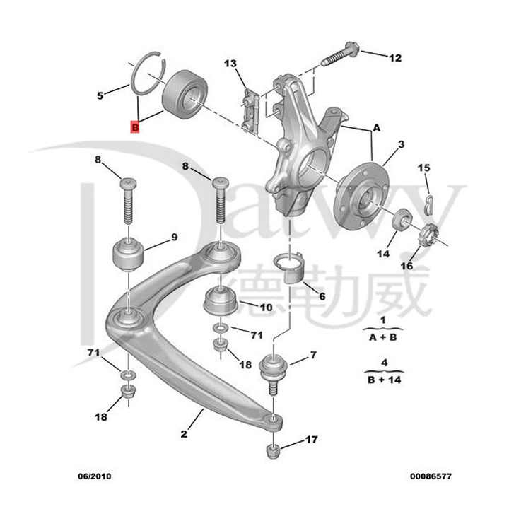 OE 335082 335085 1607704180 Citroen C5 Front Wheel Bearing Assembly ...