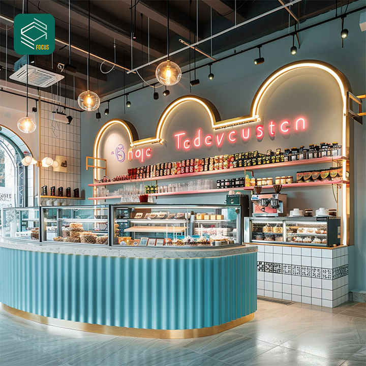 Modern Coffee Shop Display Counter Custom Bubble Tea Shop Design Wood ...