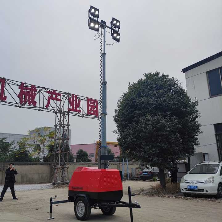 5M 7m Diesel Generator with 4x1000W Mobile LED Light Towers Telescopic ...
