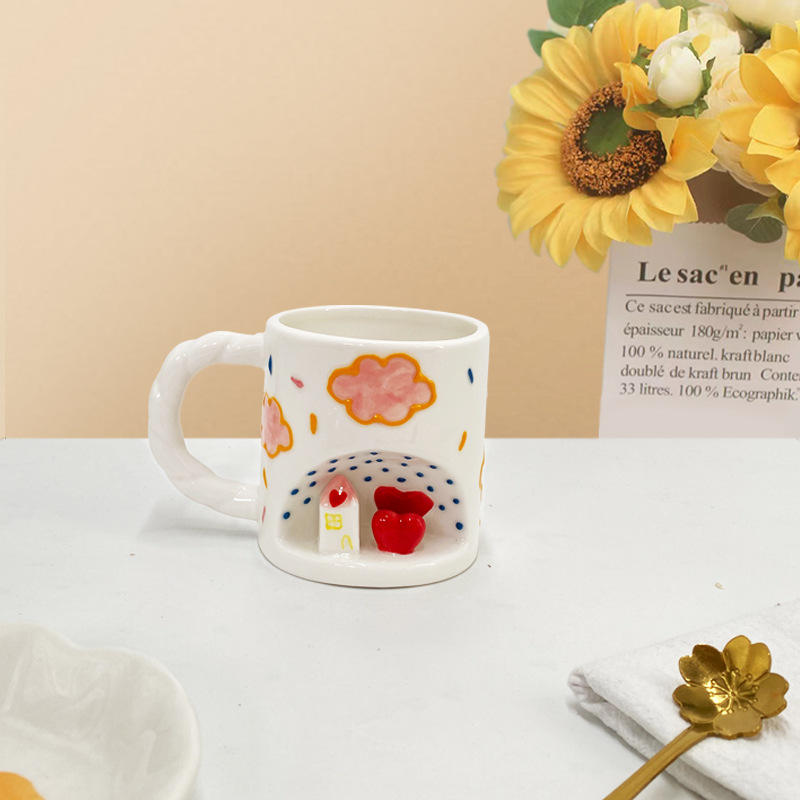 Cute 3D Cloud and Love Heart Porcelain Coffee Mug with Gift Box for ...