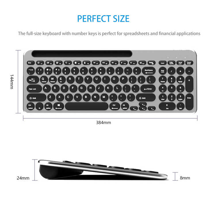 Wireless Keyboard Card Slot 2.4G Wireless+BT Keyboard for Pad Phone ...