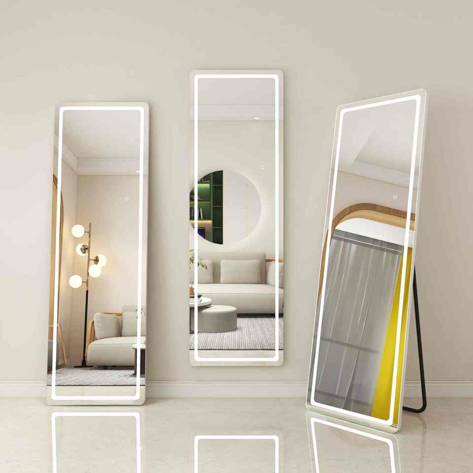 Modern Full Length LED Frameless Dressing Make-Up Mirror Aluminum Stand ...