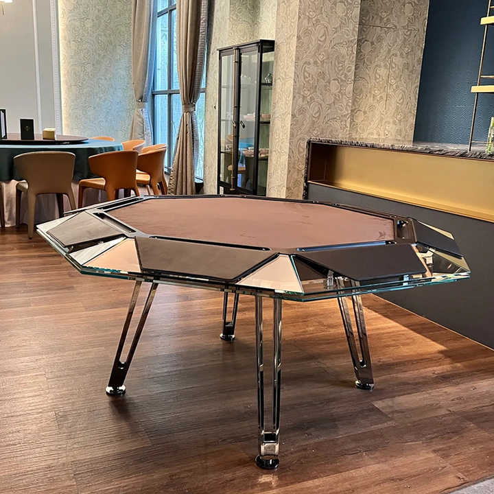 Deluxe High-End Texas Poker Table Modern Design Tempered Glass Chip ...