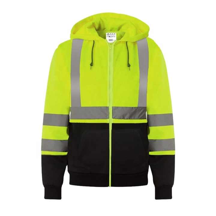 HCSP Hi-vis with Pocket Fleece Jacket Reflective Sweater Safety Hoodies Customized Logo and ...