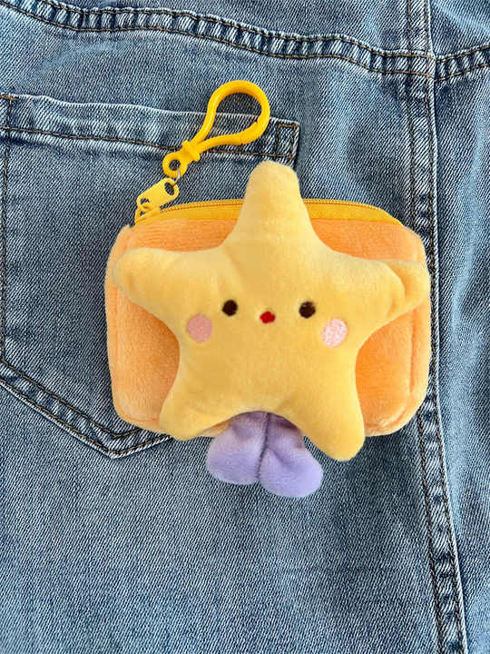 Designer Mini Coin Purse Keychain Cute Star Plushie Key Chain Zipper ...