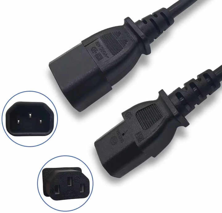 C14 to C13 PDU Style Computer Power Extension Cable 1.5M / Black ...